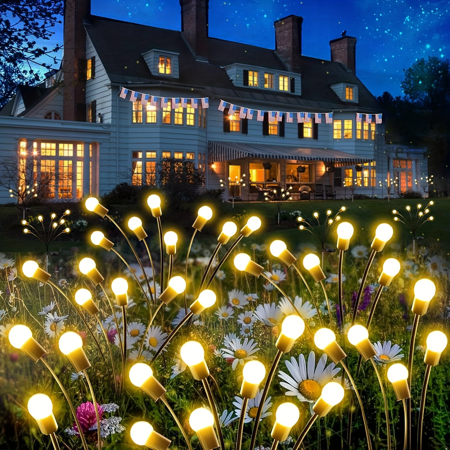 Solar Firefly String Lights - 80 LED Outdoor Garden Pathway Lights ...