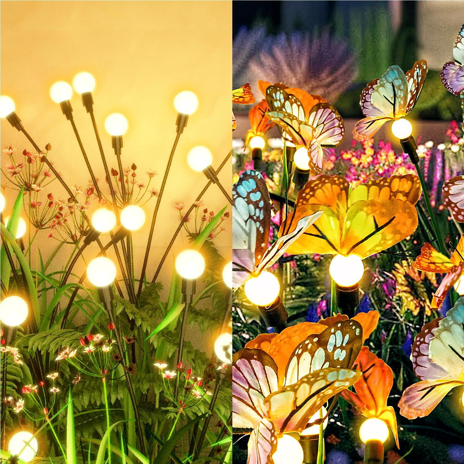 Solar Firefly and Butterfly Lights 4-Pack for Yard, Patio, Pathway ...