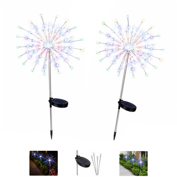 Solar Firework Garden Stake Lights, Outdoor Solar Powered LED Starburst ...