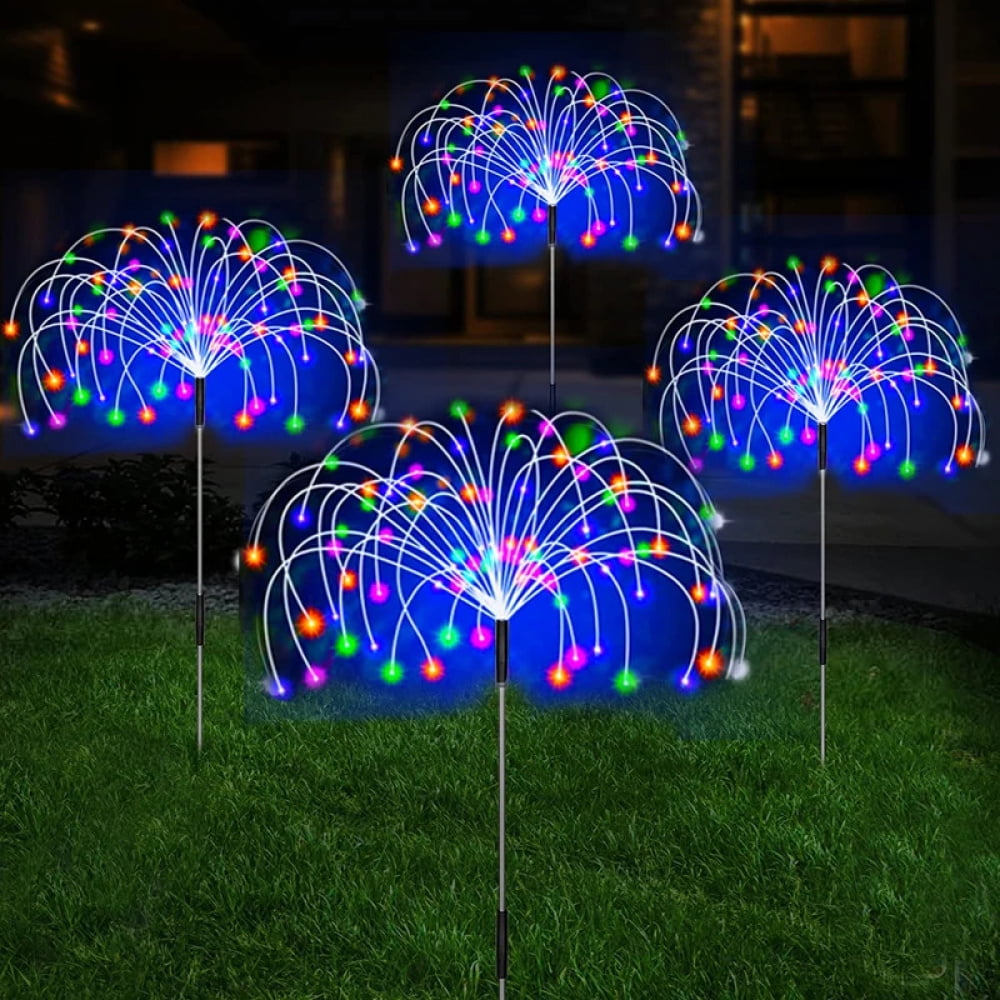 Solar Firework LED Stake Lights Outdoor Garden Decor Pathway Fairy ...