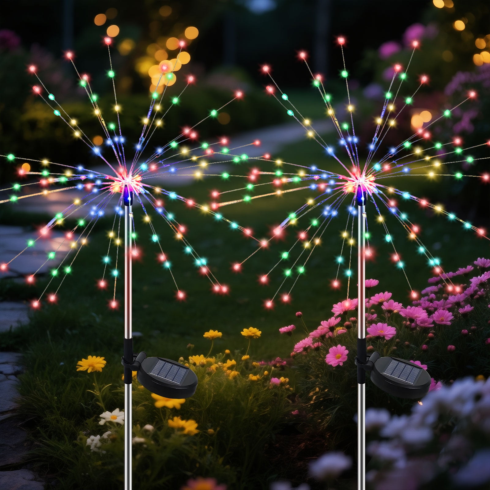 Waterproof Solar Firework Light, 120 LED Colorful Outdoor Garden Decor ...