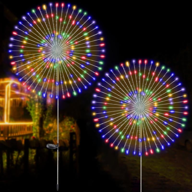 Solar Firework Light with Rainbow Tube, 120 LEDs Outdoor Solar Garden ...
