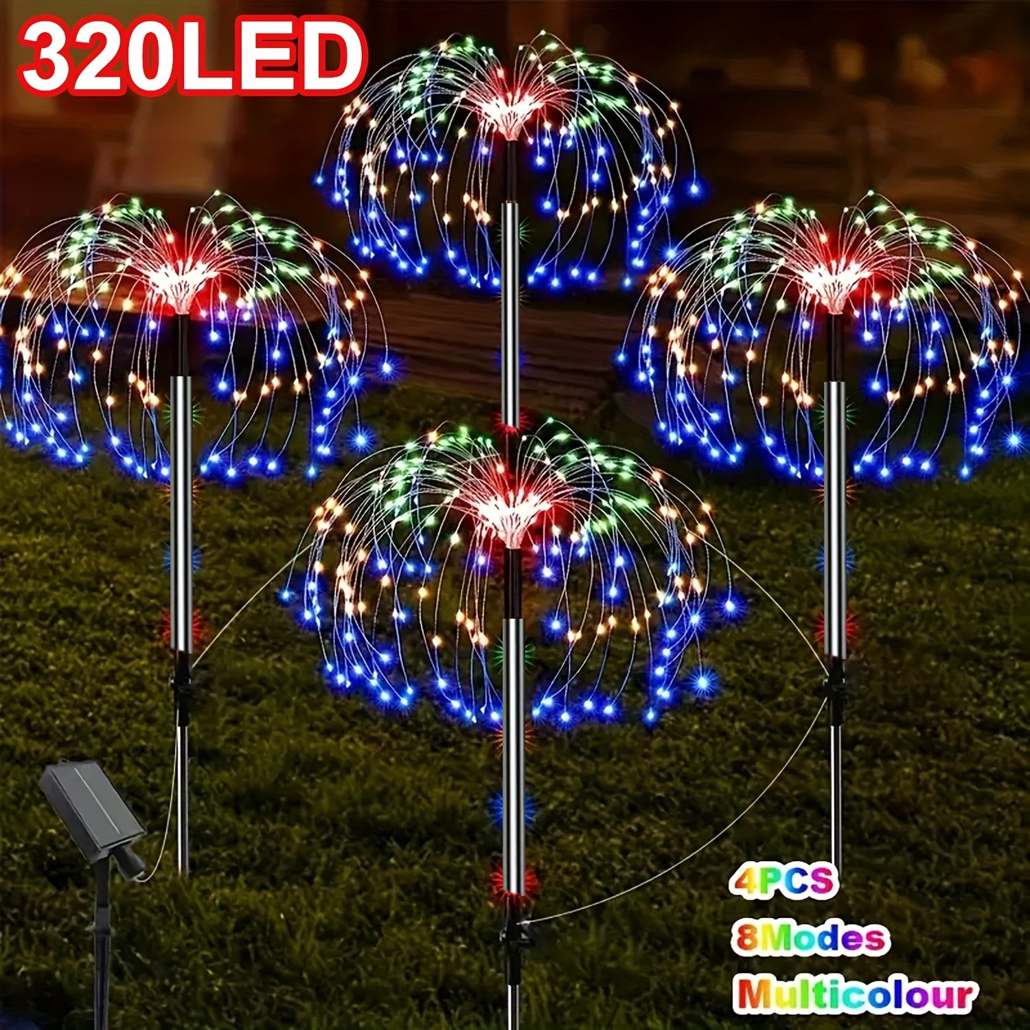 Solar Fireworks Landscape Lights, 8/4-Pack with 560/320 LEDs in 3 ...