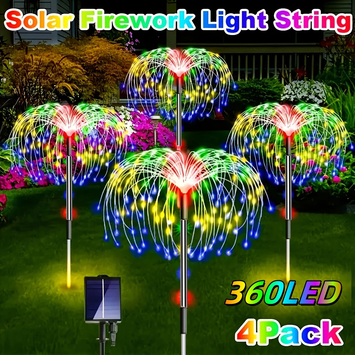 Solar Fireworks Lights 4pcs, 320/240 LEDs Solar Powered, IPX4 ...