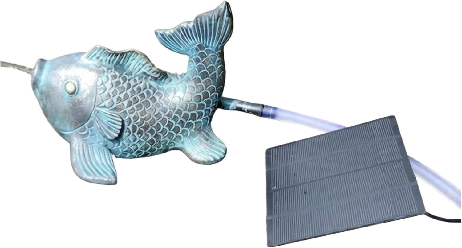 Solar Fish Pond Spitter, Resin Outdoor Fountain for Garden 6.89x6.3x5 ...