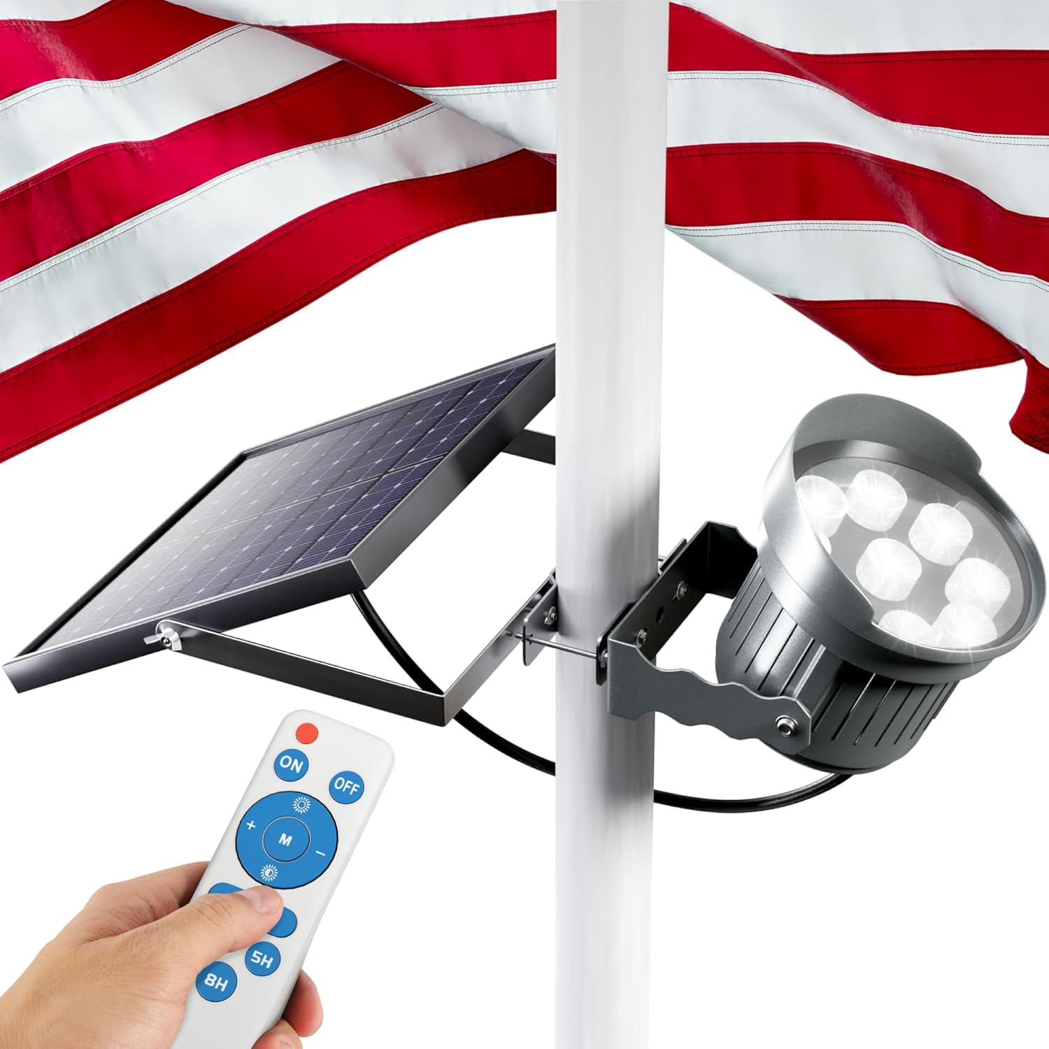 Solar Flagpole Light - IP65 Waterproof for Flag Pole, Outdoor ...