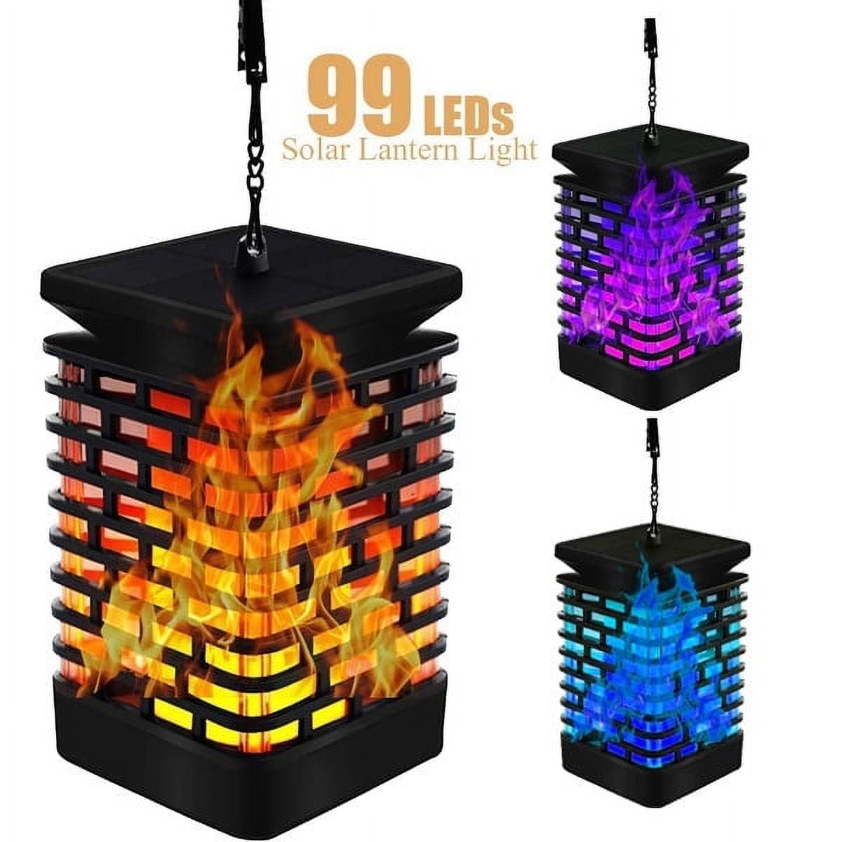Solar Flame Hanging Lantern Lights Outdoor Solar Light IP55 Waterproof ...