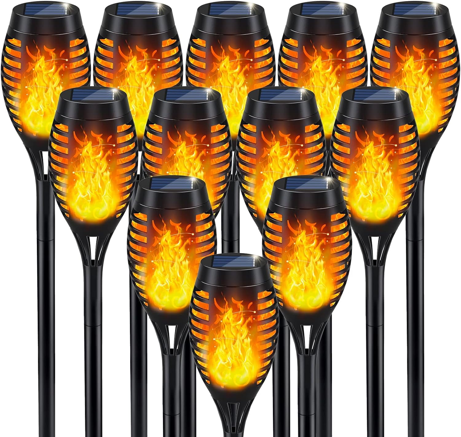 Solar Flame Torch Lights for Outdoor Decor, 12Pack Outdoor Lights Solar ...