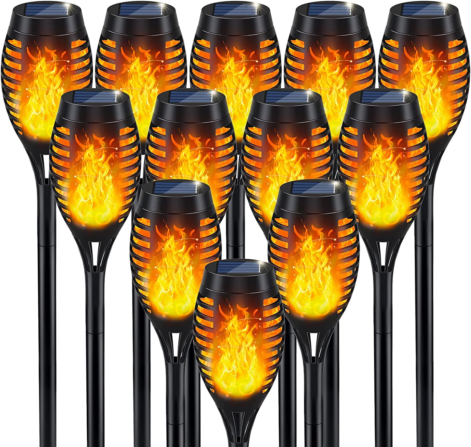 Solar Flame Torch Lights for Outdoor Decor, 12Pack Outdoor Lights Solar ...