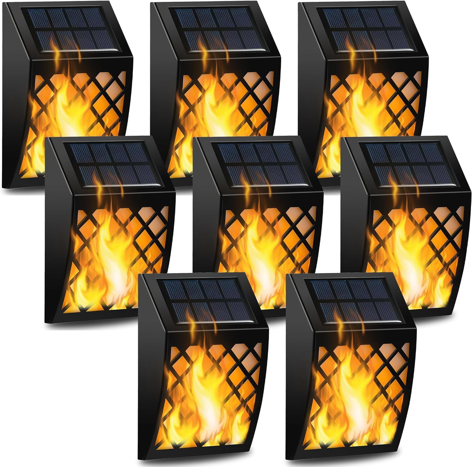 Solar Flame Wall Lights Outdoor, 8 Pack Solar Powered Wall Lights ...