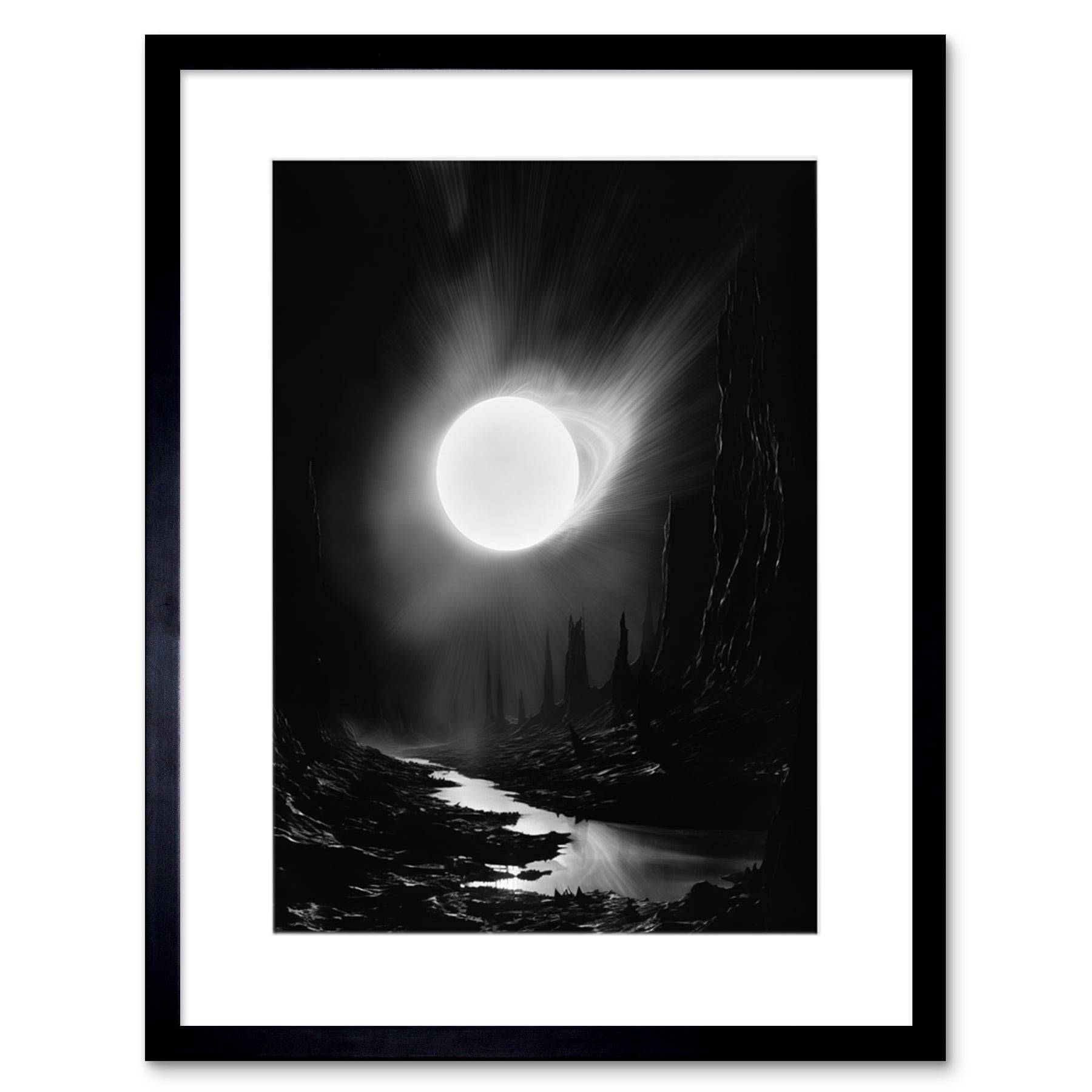 Solar Flares Dramatic Fantasy Landscape Black and White Surreal Hades ...