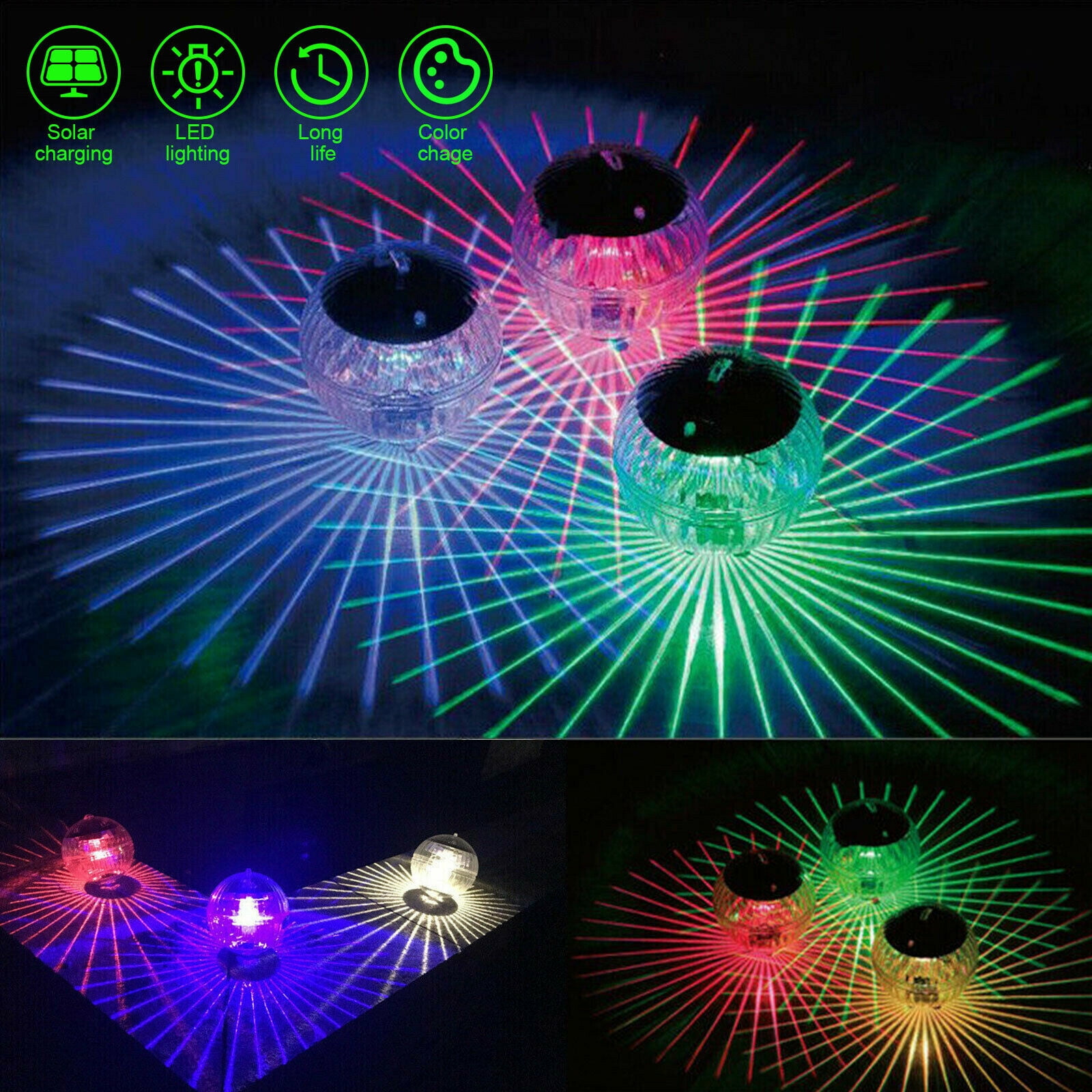 Solar Floating LED Lights,Pool Lights that Float with RGB Color ...