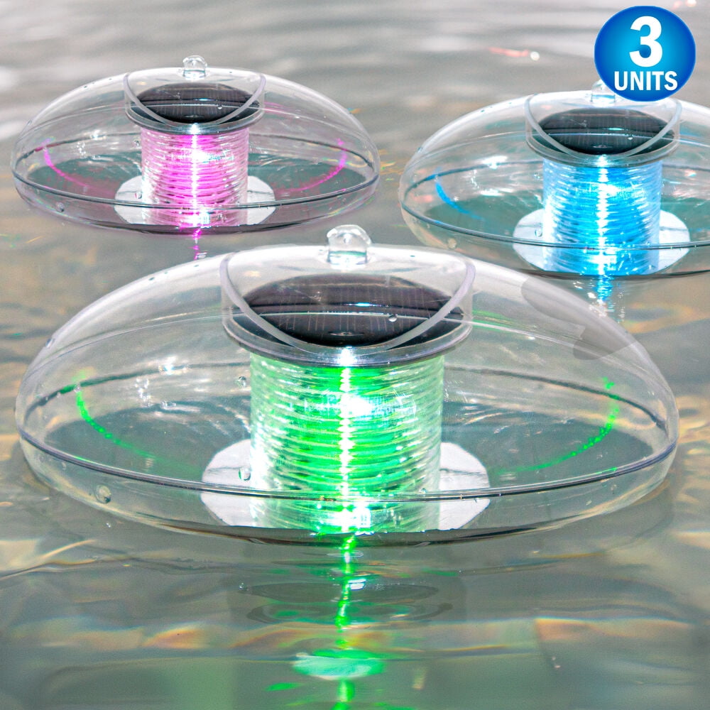 Solar Floating Pool LED Lights - 3PC - Waterproof, Color Changing ...
