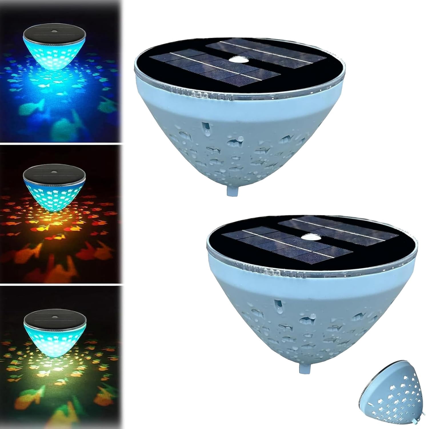 Solar Floating Pool Light with Fish Projection, Color Changing ...