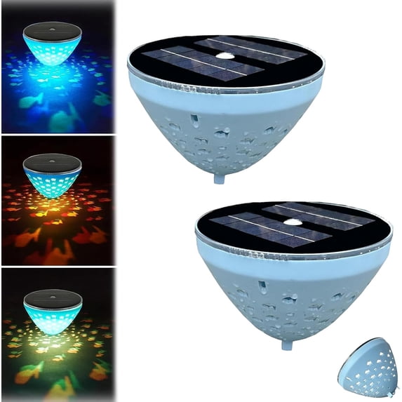 Solar Floating Pool Light with Fish Projection, Color Changing ...