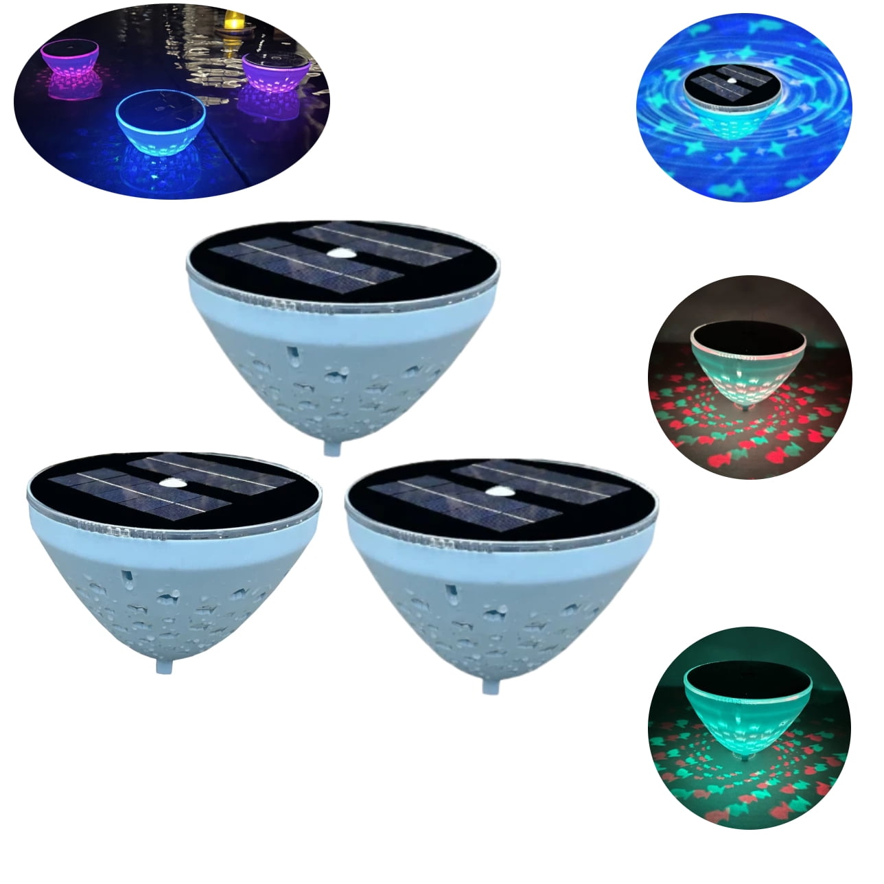 Solar Floating Pool Light with Fish Projection, LED Glowing Magical ...
