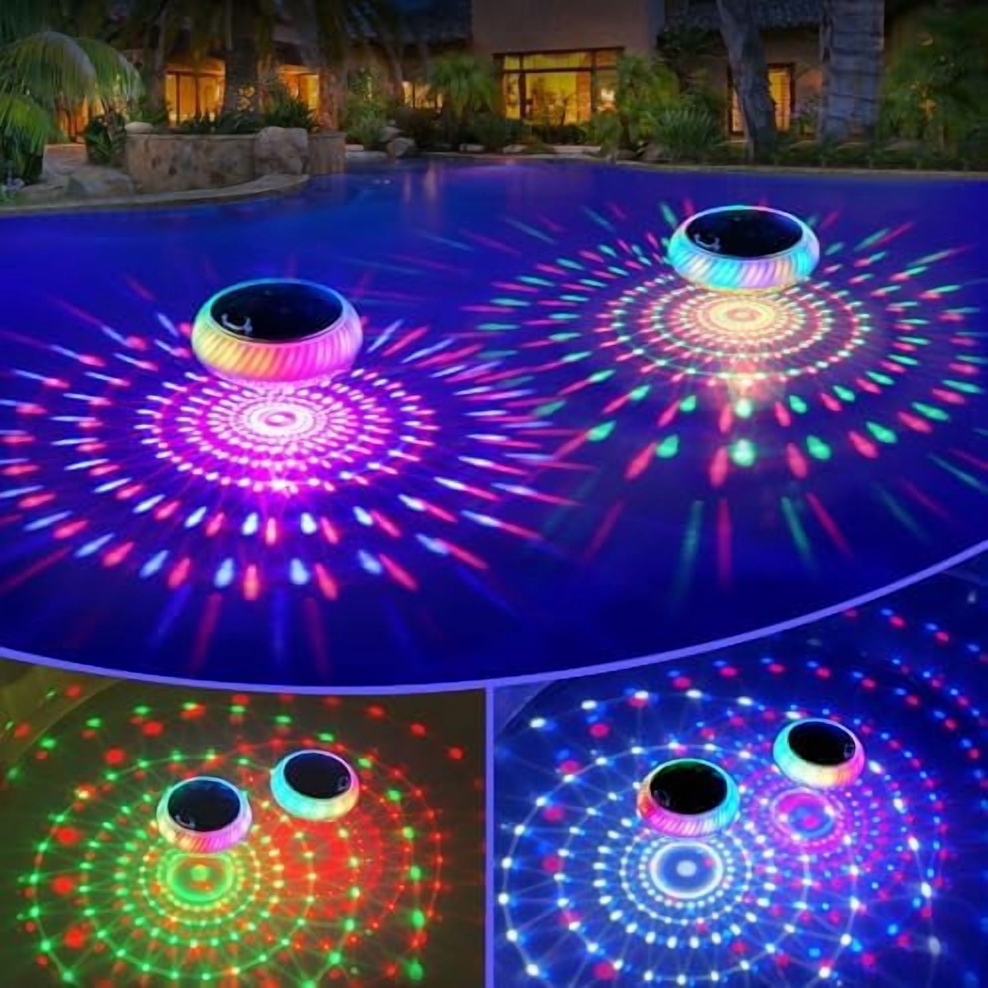 Solar Floating Pool Lights, 7.6" Dynamic Upper and Lower RGB Color ...