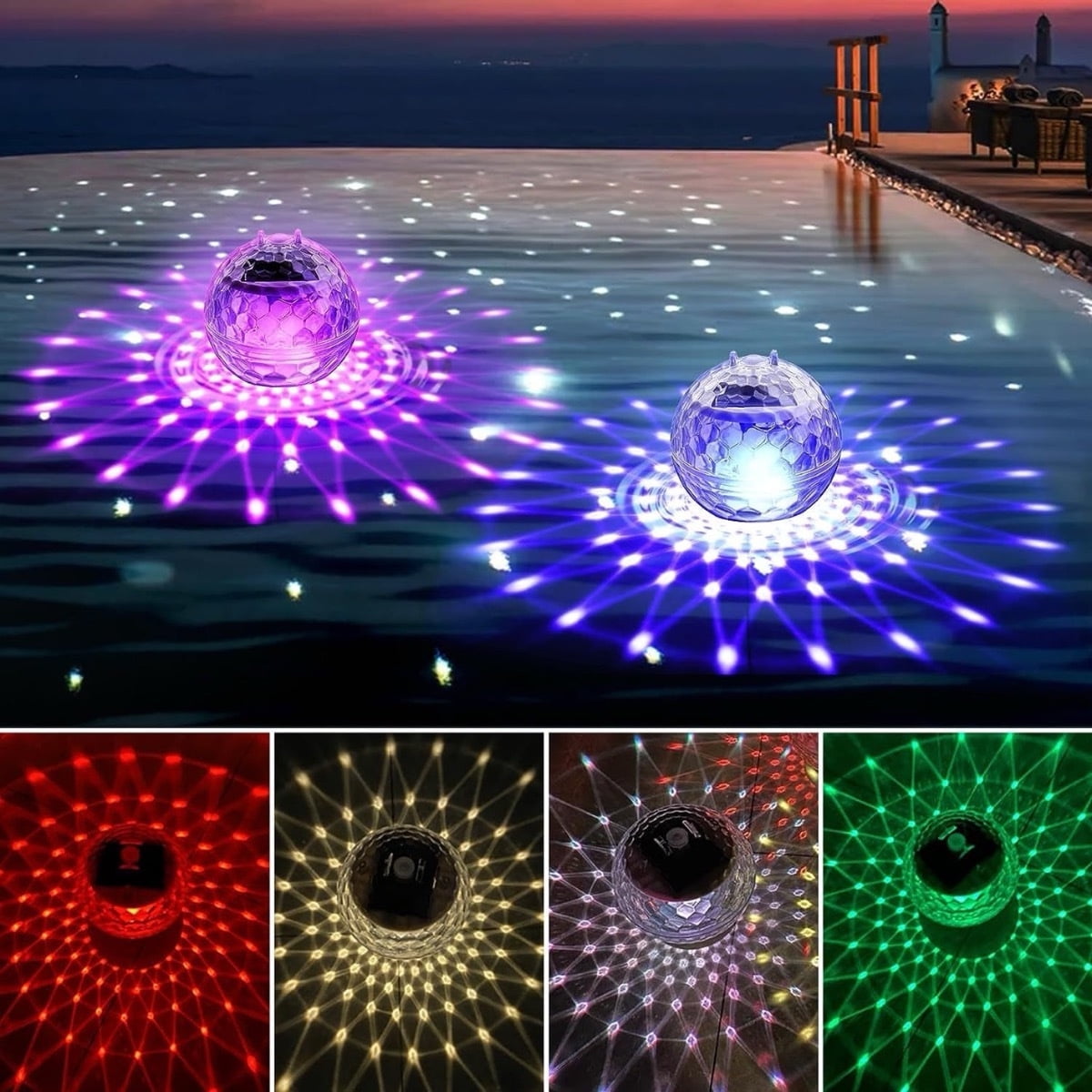 Solar Floating Pool Lights LED Floating Auto Color Changing Waterproof ...