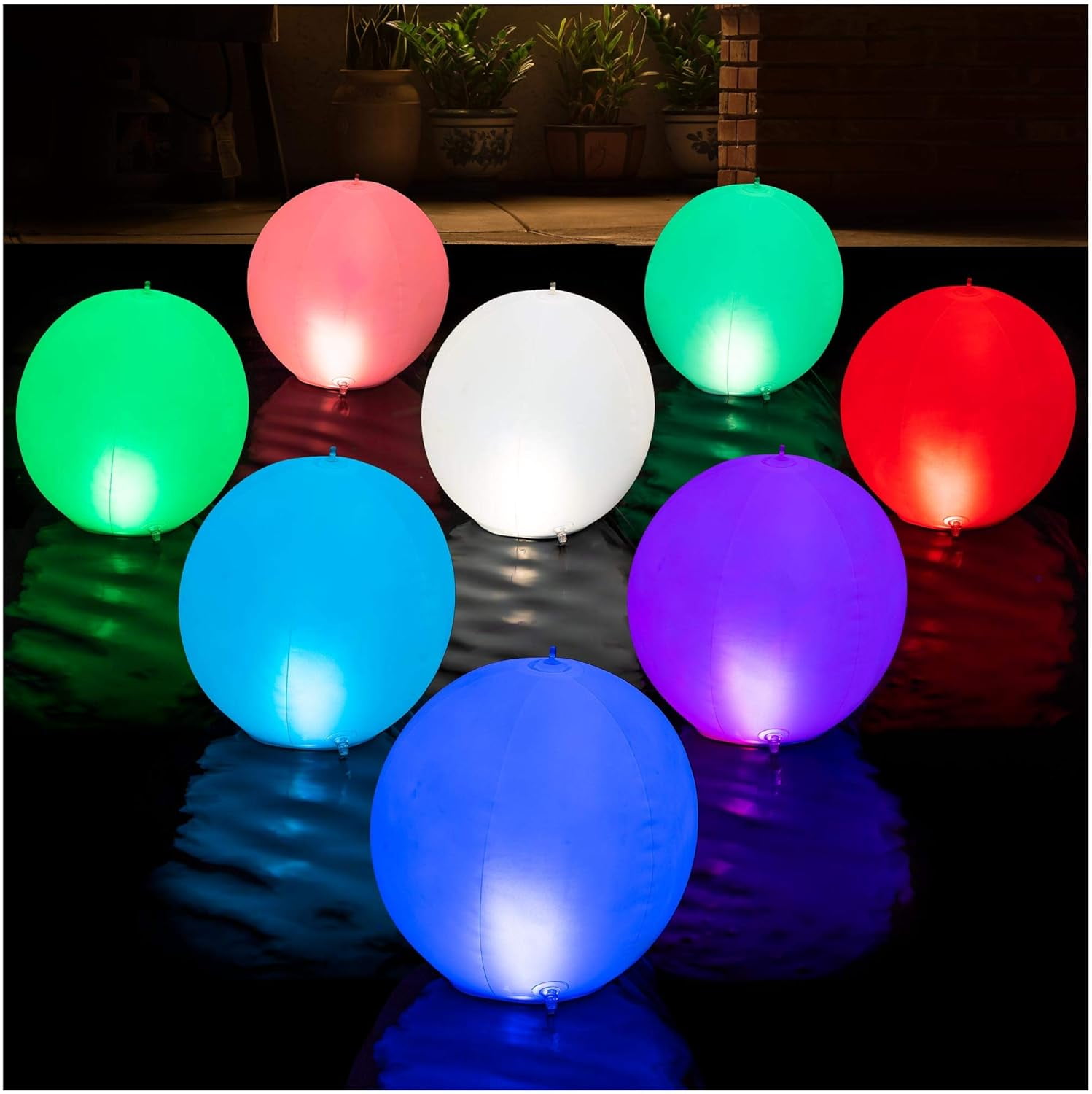 Solar Floating Pool Lights - Pack of 2 Solar Powered Color Changing 14-inch Balls - Float or ...