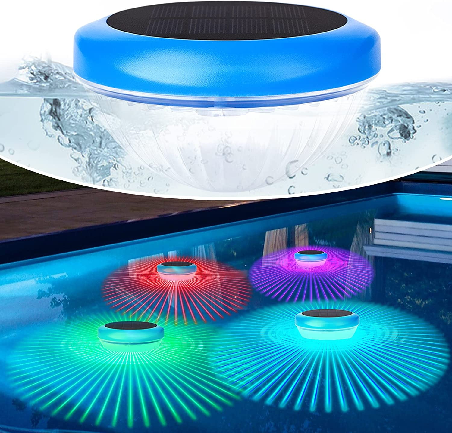 Solar Floating Pool Lights, Pool Lights that Float with RGB Color ...