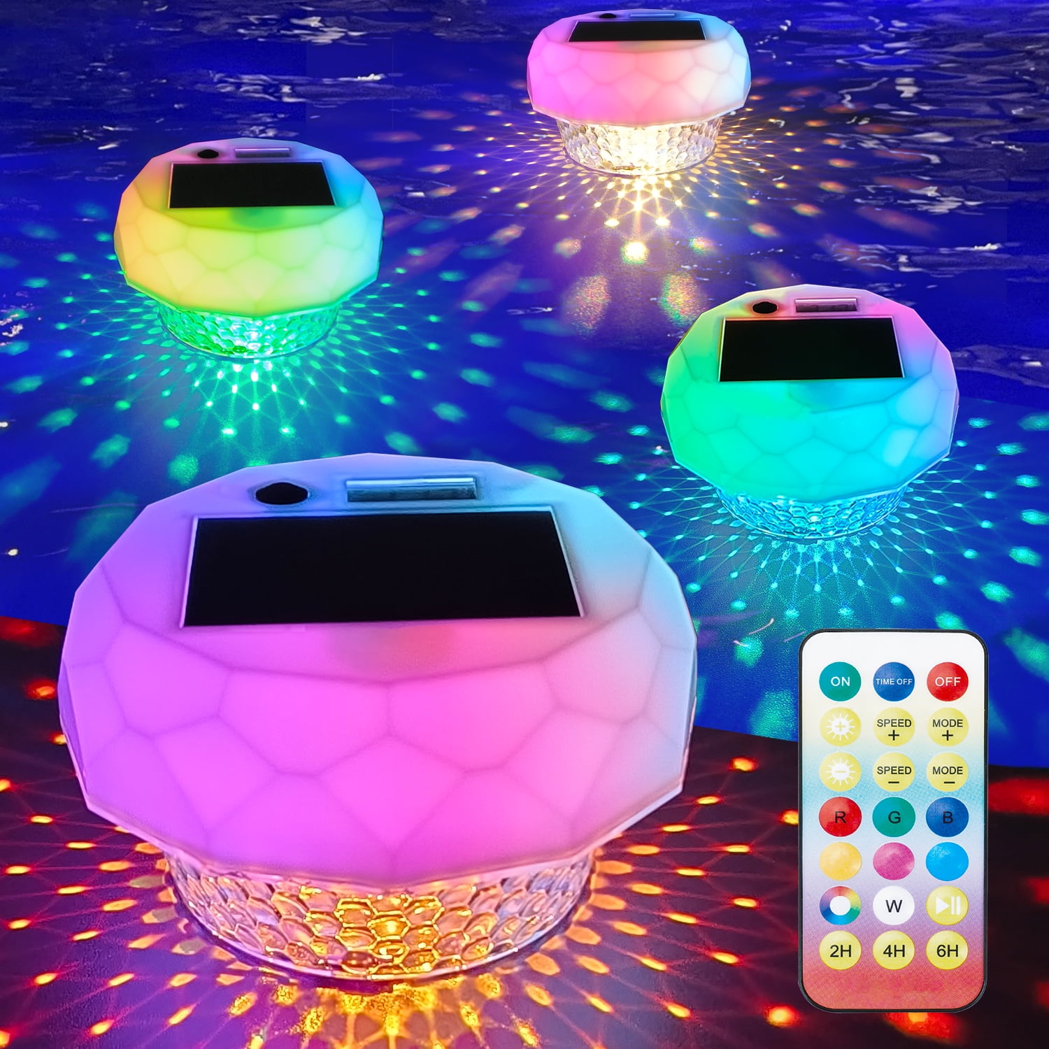 Solar Floating Pool Lights, RGB Color Changing Pool Floating Light with ...
