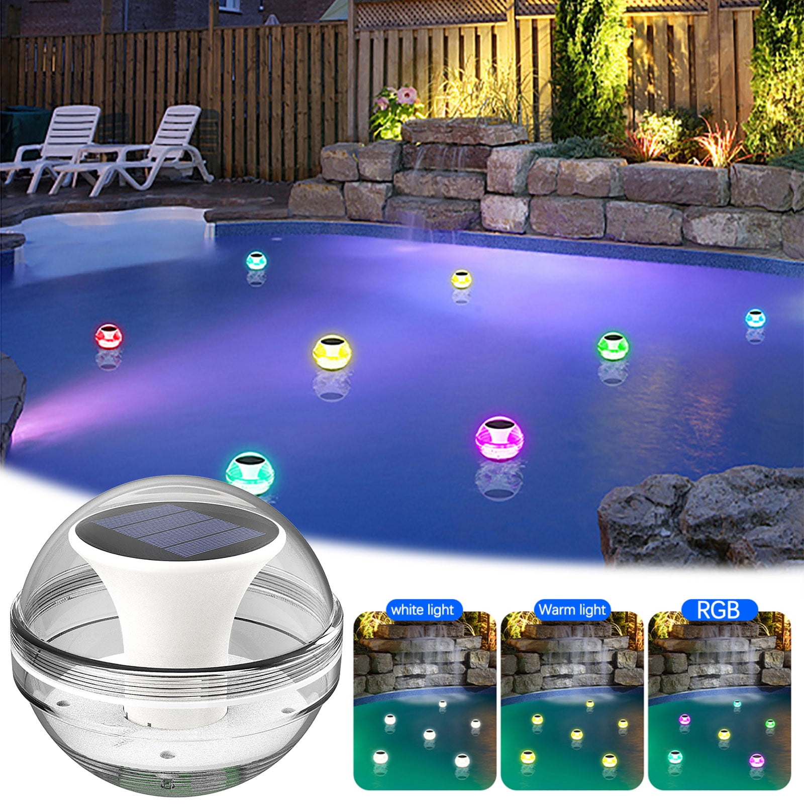 Solar Floating Pool Lights, RGB Color Changing Pool Lights That Float ...