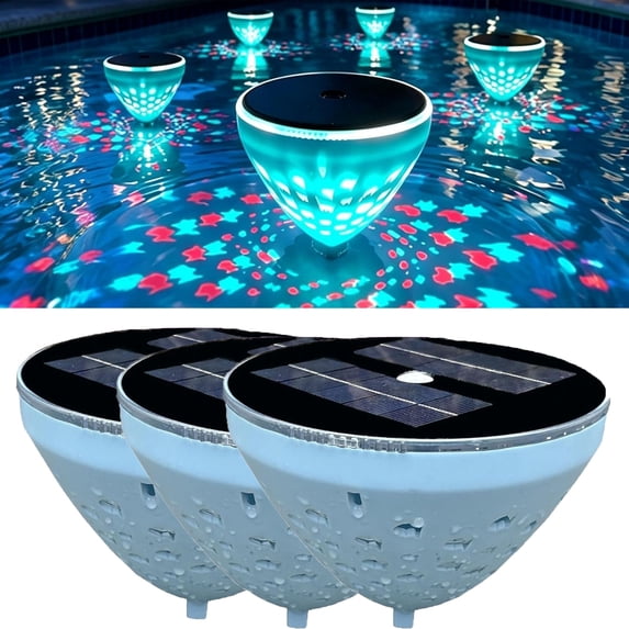 Solar Floating Pool Lights with Fish Projection,Waterproof Dynmaic Led ...