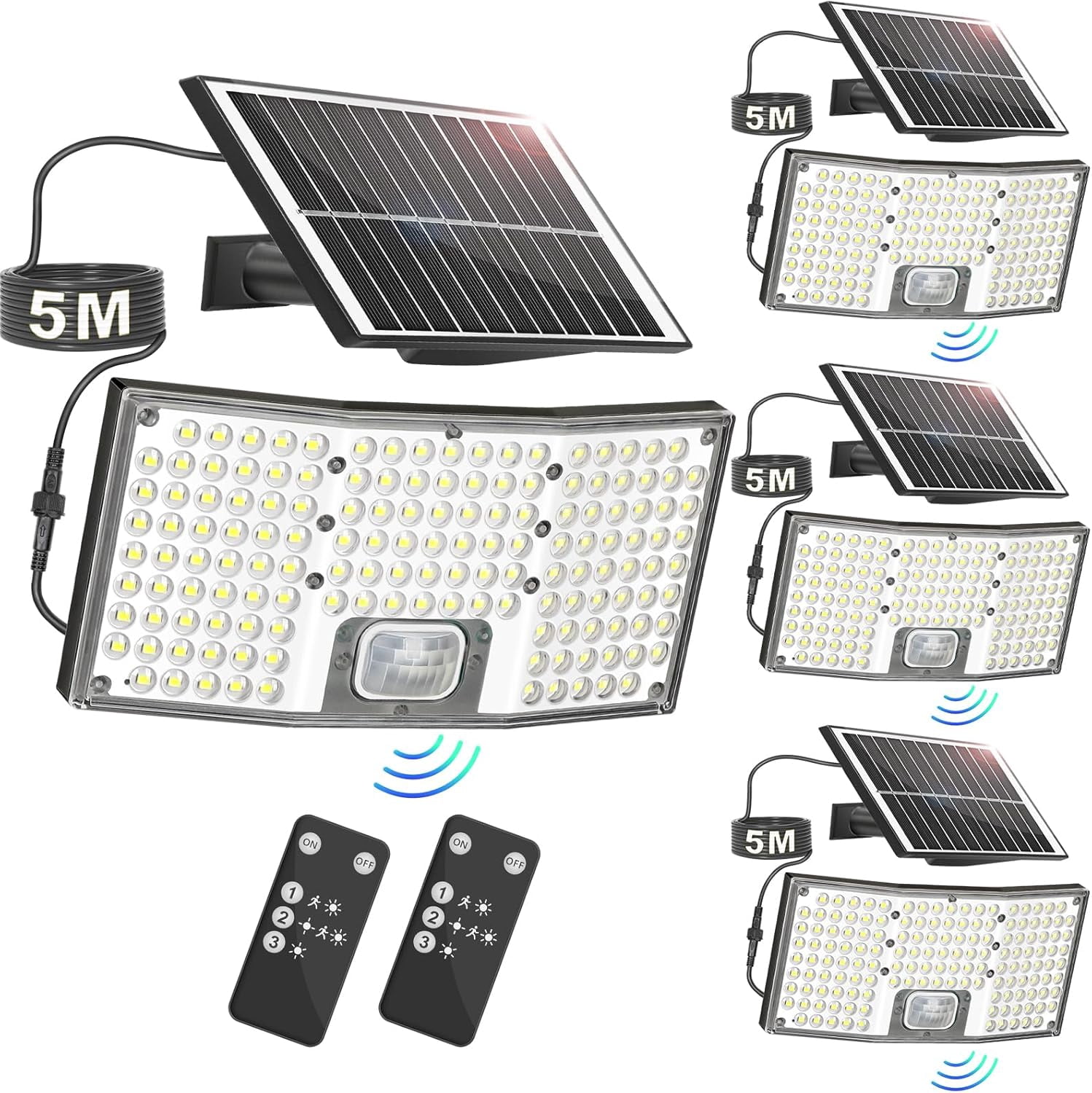 Solar Flood Lights Outdoor Motion Sensor, 3 Mode LED Flood Light with ...