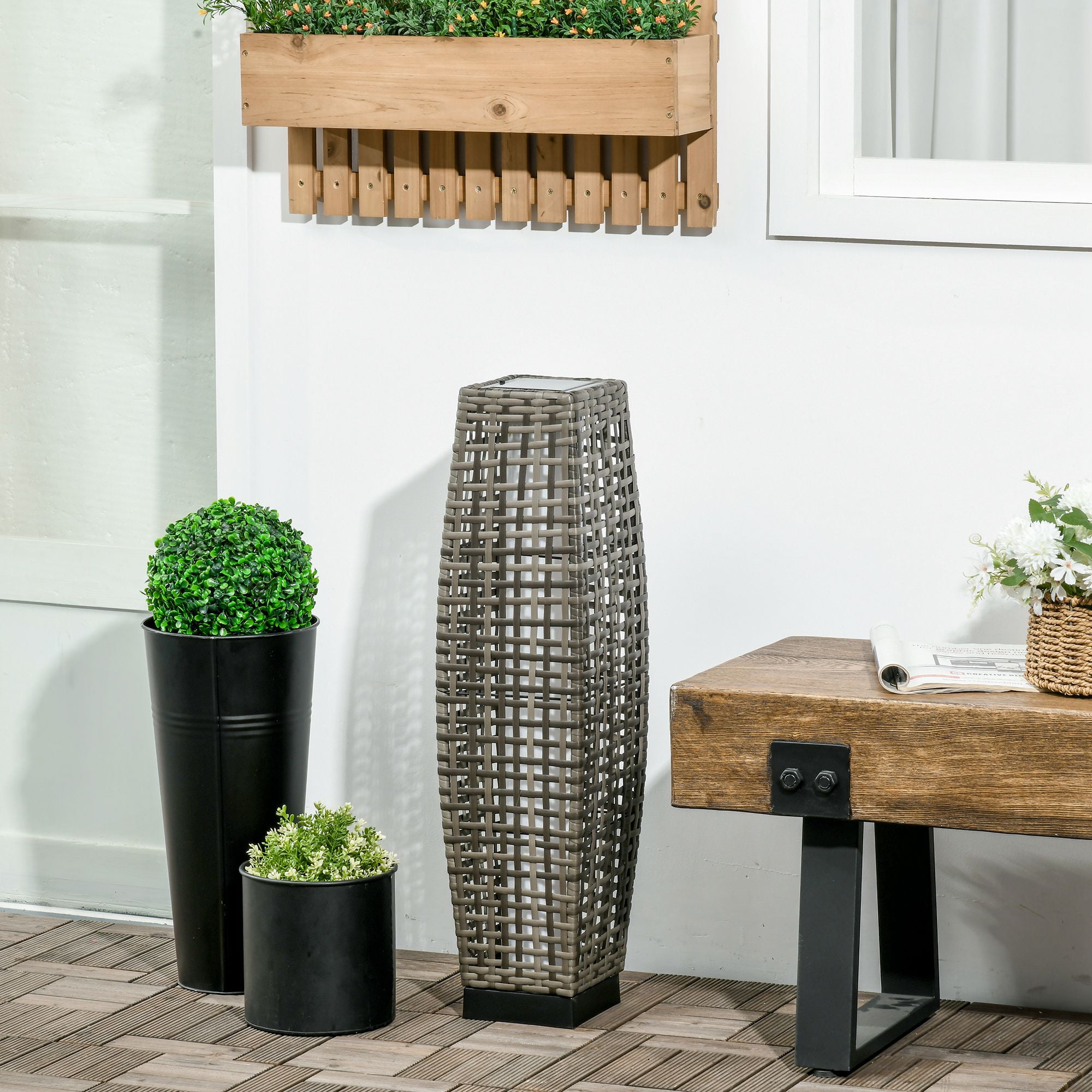 Solar Floor Lamp, Outdoor Garden Lantern Pathway Light & Decorative ...