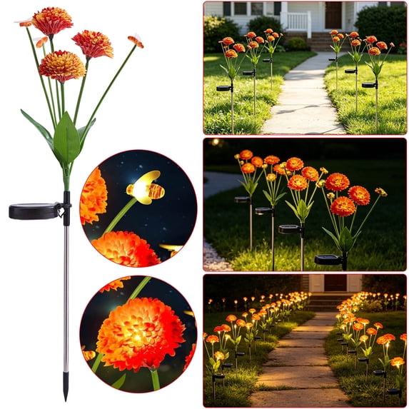 Solar Flower Garden Lights 6 Head Dandelion Stake, IP65 Waterproof ...