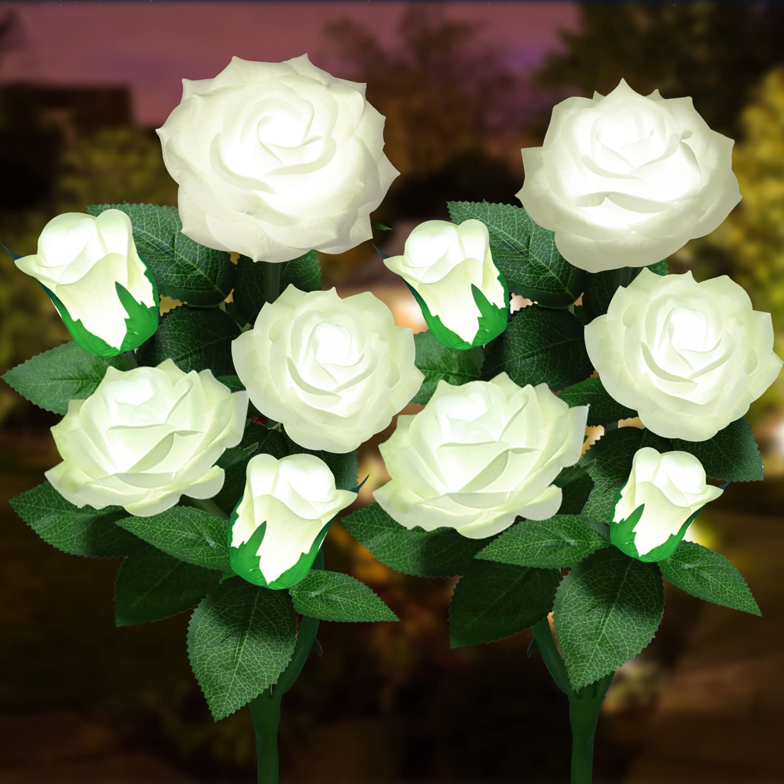 Solar Flower Lights Outdoor DHF10 - Upgraded New Material Two Modes ...