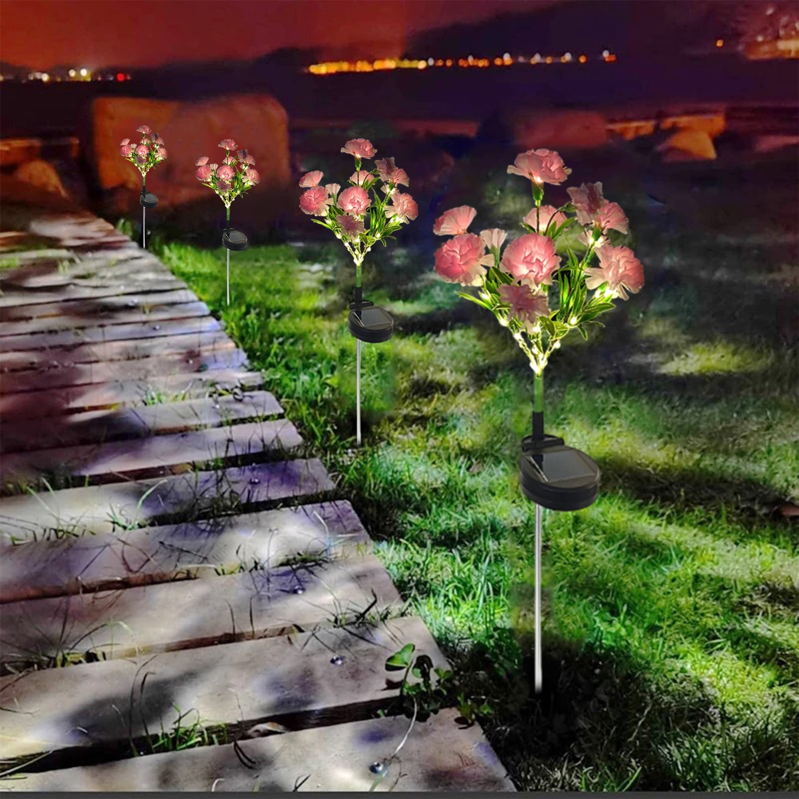 Solar Flower Lights Outdoor for Garden Decor LED Stake,Automatic On Off ...