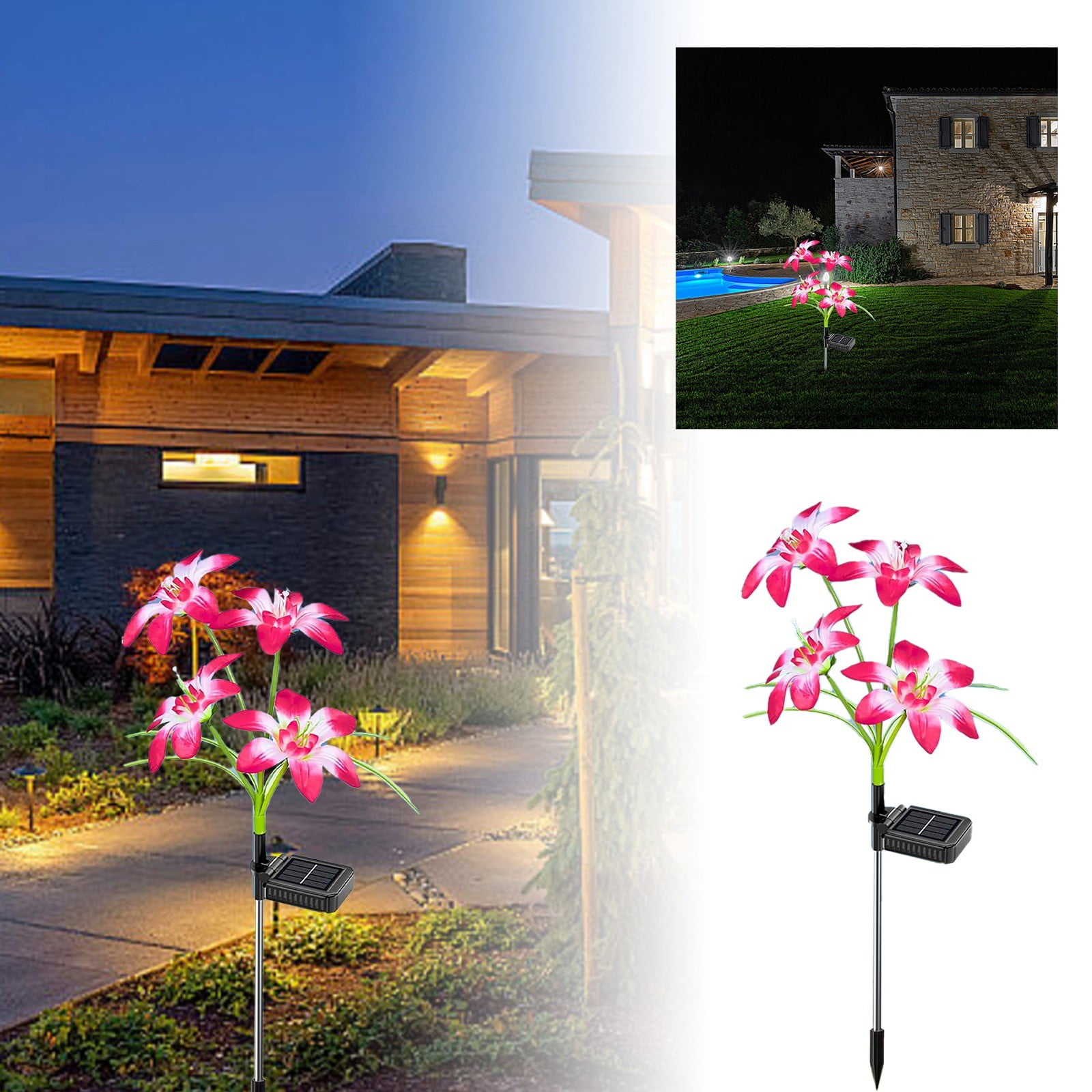 Solar Flower Lights Outdoor Garden IP65 Villa Stake Lighting For ...