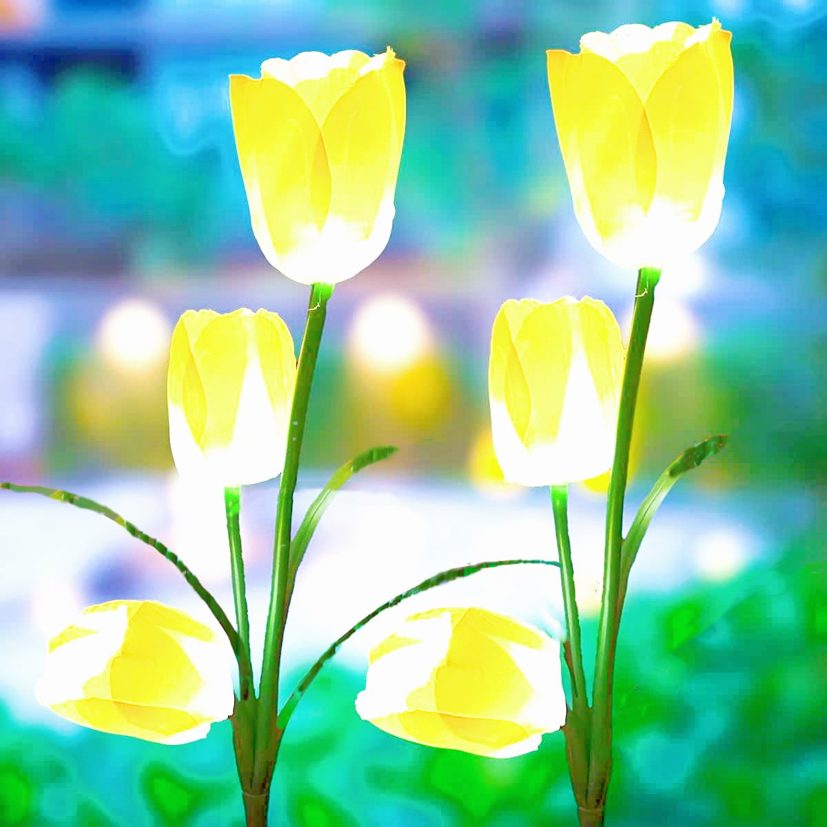 Solar Flower Lights, Outdoor Waterproof LED Tulip Stake Lights Garden ...