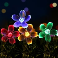 syenll 23ft 50 LED Solar Flower String Lights, Pink Cherry Blossoms ...