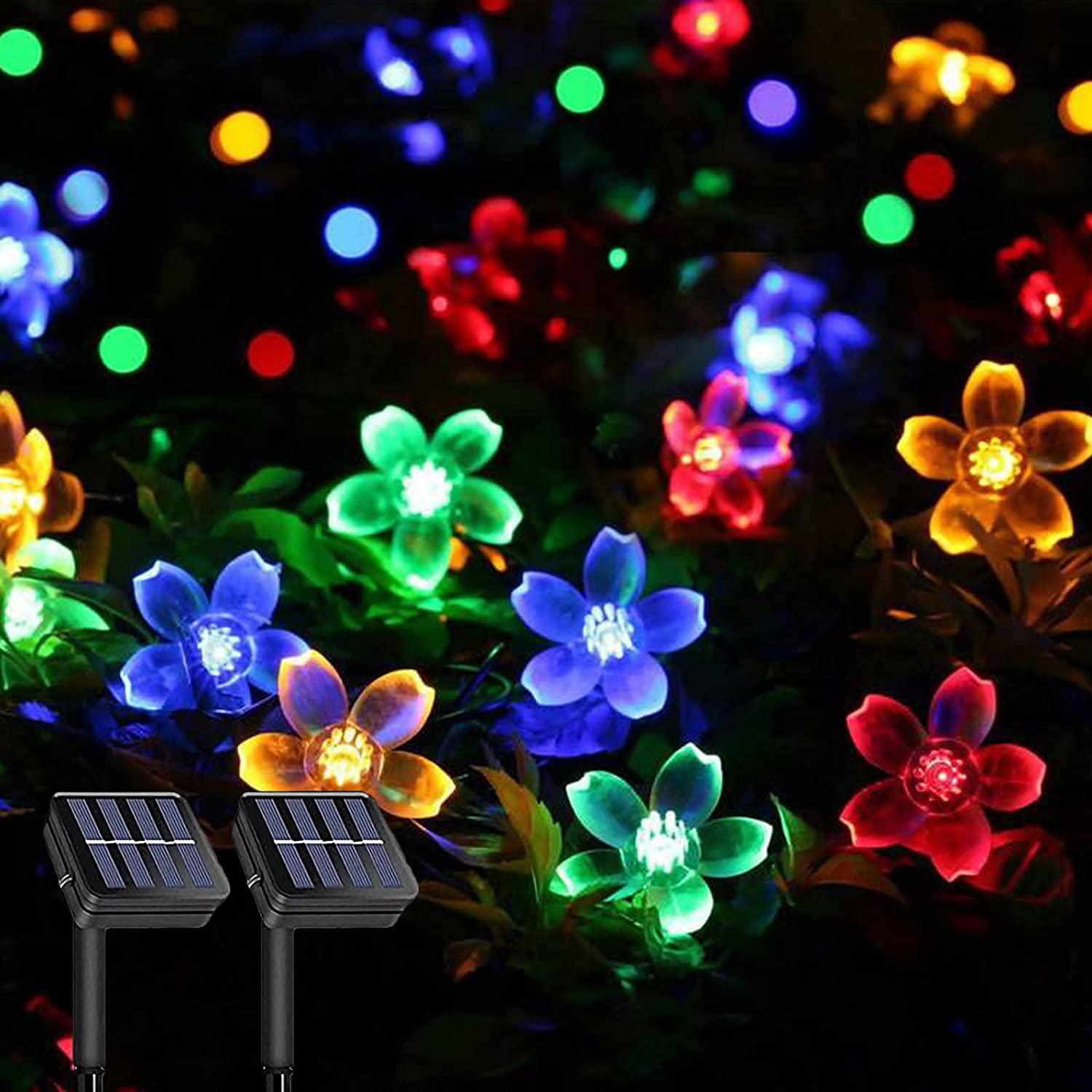 Solar Flower String Lights, 37ft 100LED Cherry Blossom Lights 8 Modes ...