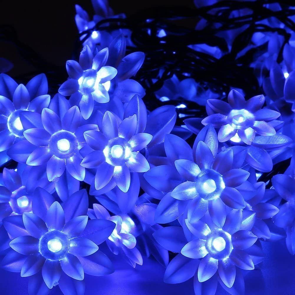 Solar Flower String Lights Outdoor, Waterproof 23ft 50 LED Double layer ...