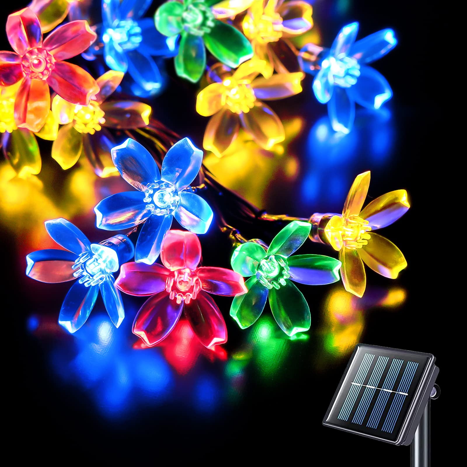 Solar Flower String Lights Outdoor Waterproof 50 LEDFairy Lights for ...