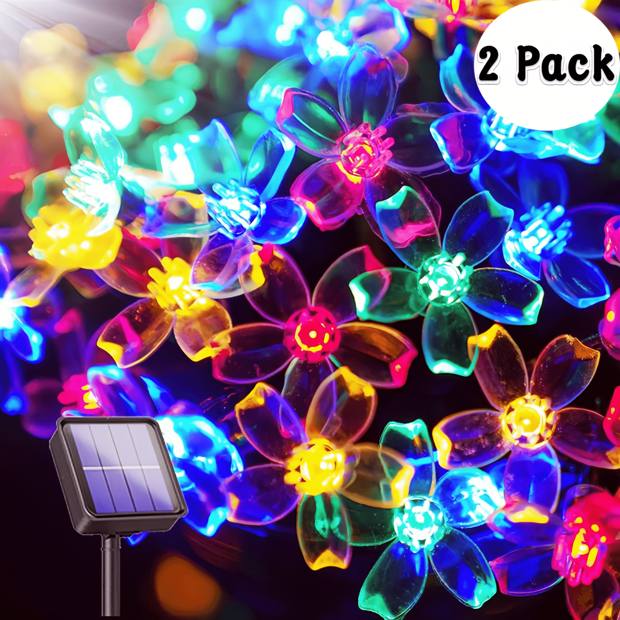 Flower String Light,2 Pack 39.37 ft 100 LED,8 Mode Flower Fairy Lights ...