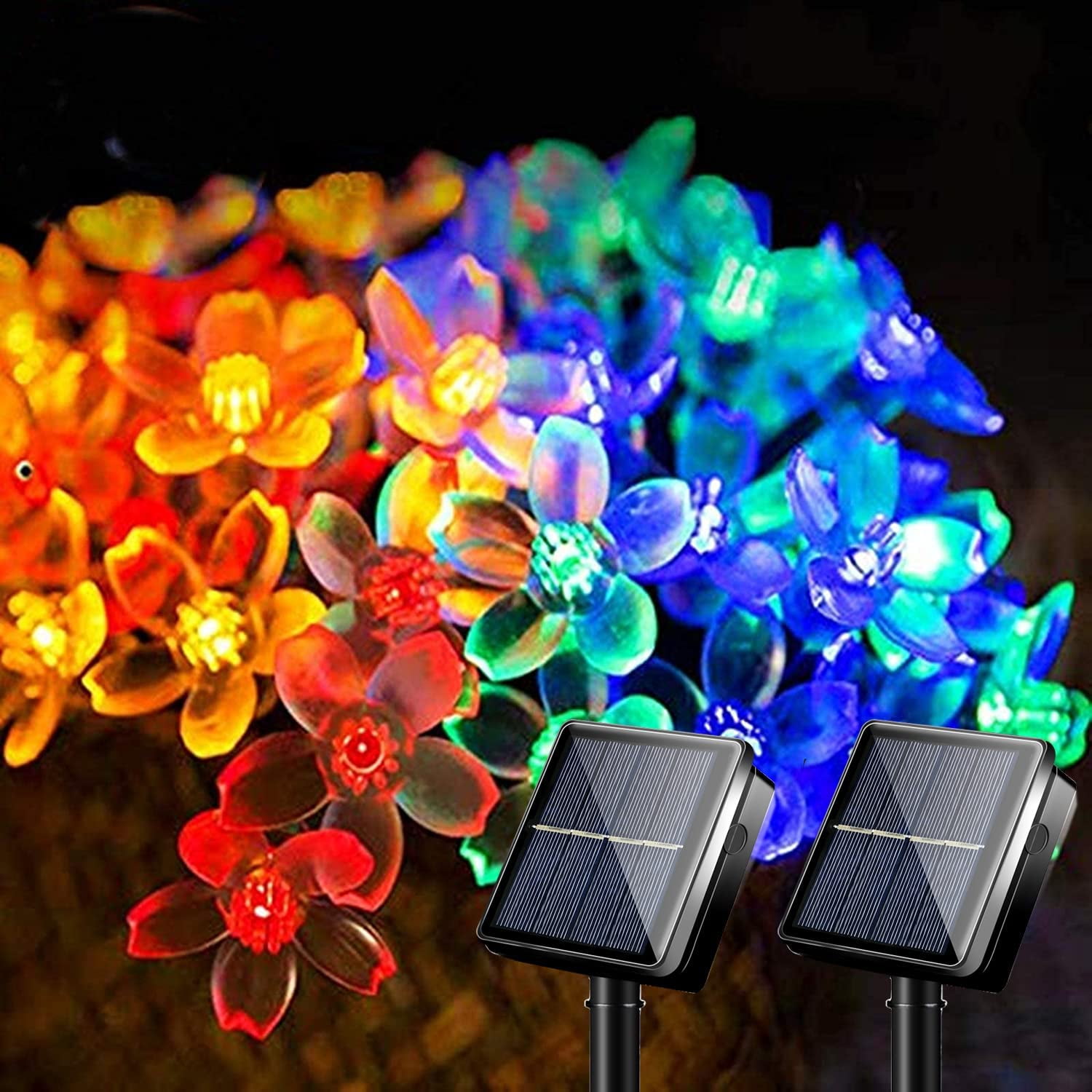 Solar Flower Strings Lights, 16FT 20 LED Solar Lights Waterproof 8 ...