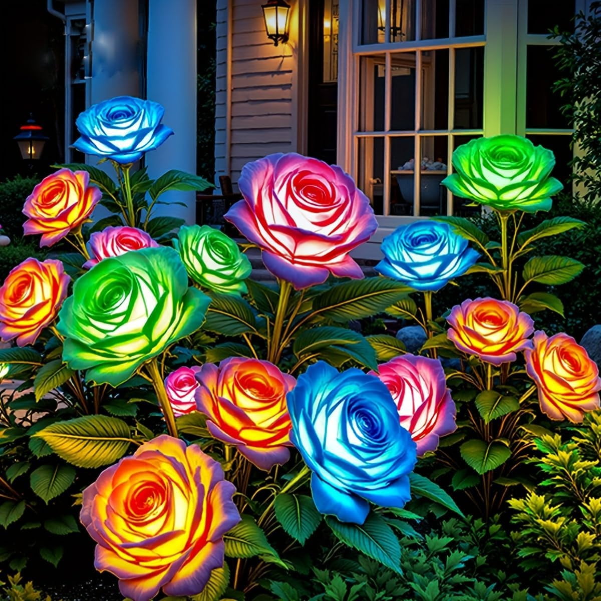 Solar Flowers Lights Outdoor Waterproof - 2025 Upgraded Brighter Solar ...
