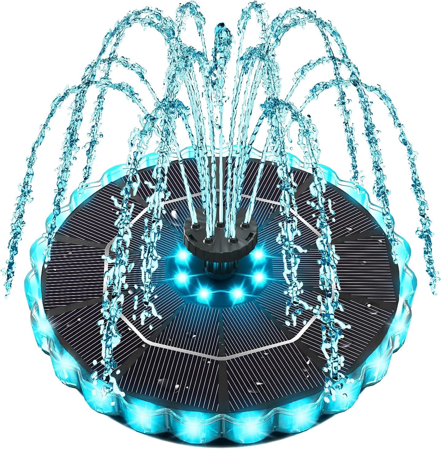 Solar Fountain Colorful Ring Lights, 2026 3.5W Water with 2000mah ...