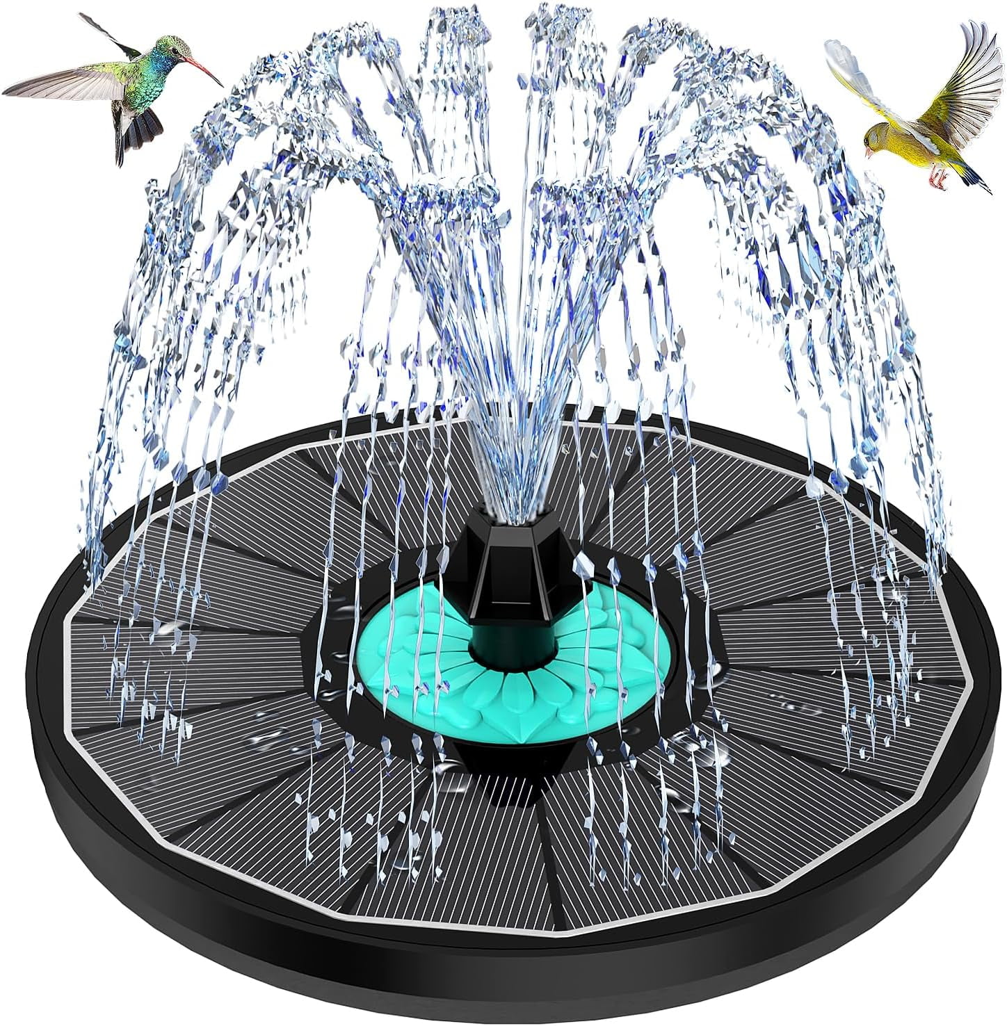 Solar Fountain Cyan Flower, Upgrade 3.5W Solar Bird Bath Fountains ...