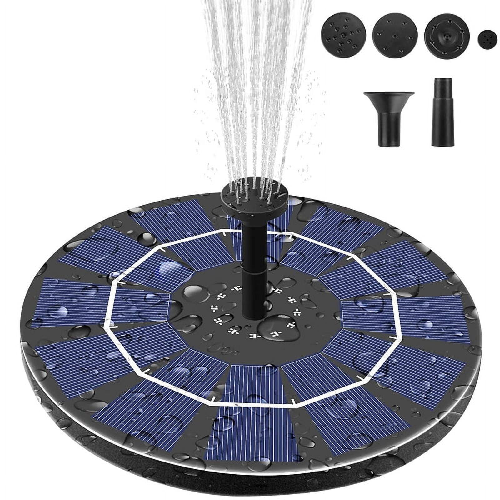 Solar Powered Floating Fountain with Battery, 6 Nozzles for Bird Bath ...