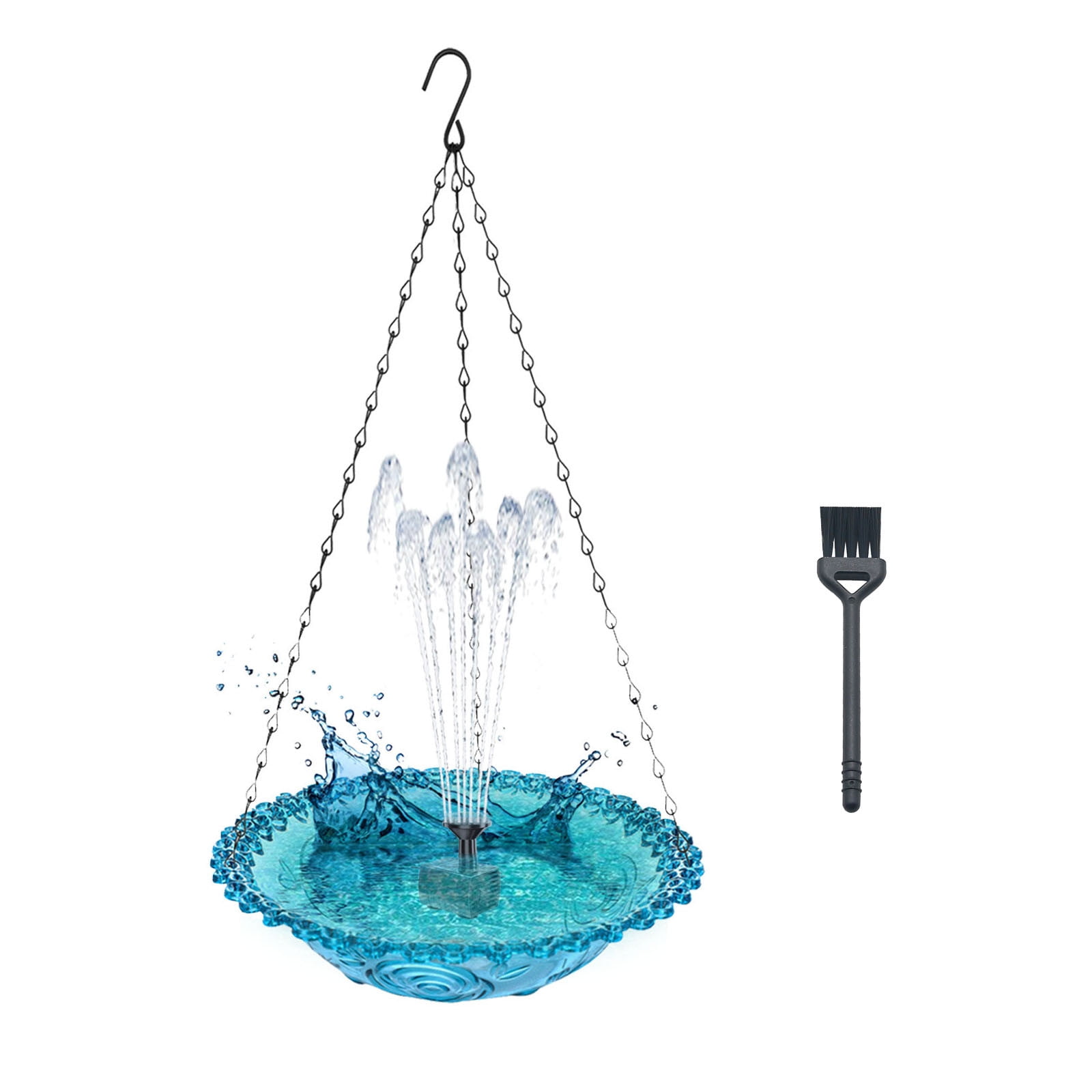 Solar Fountain Hanging Bird Bath, Hummingbird Bath Bowl Outdoor Garden ...