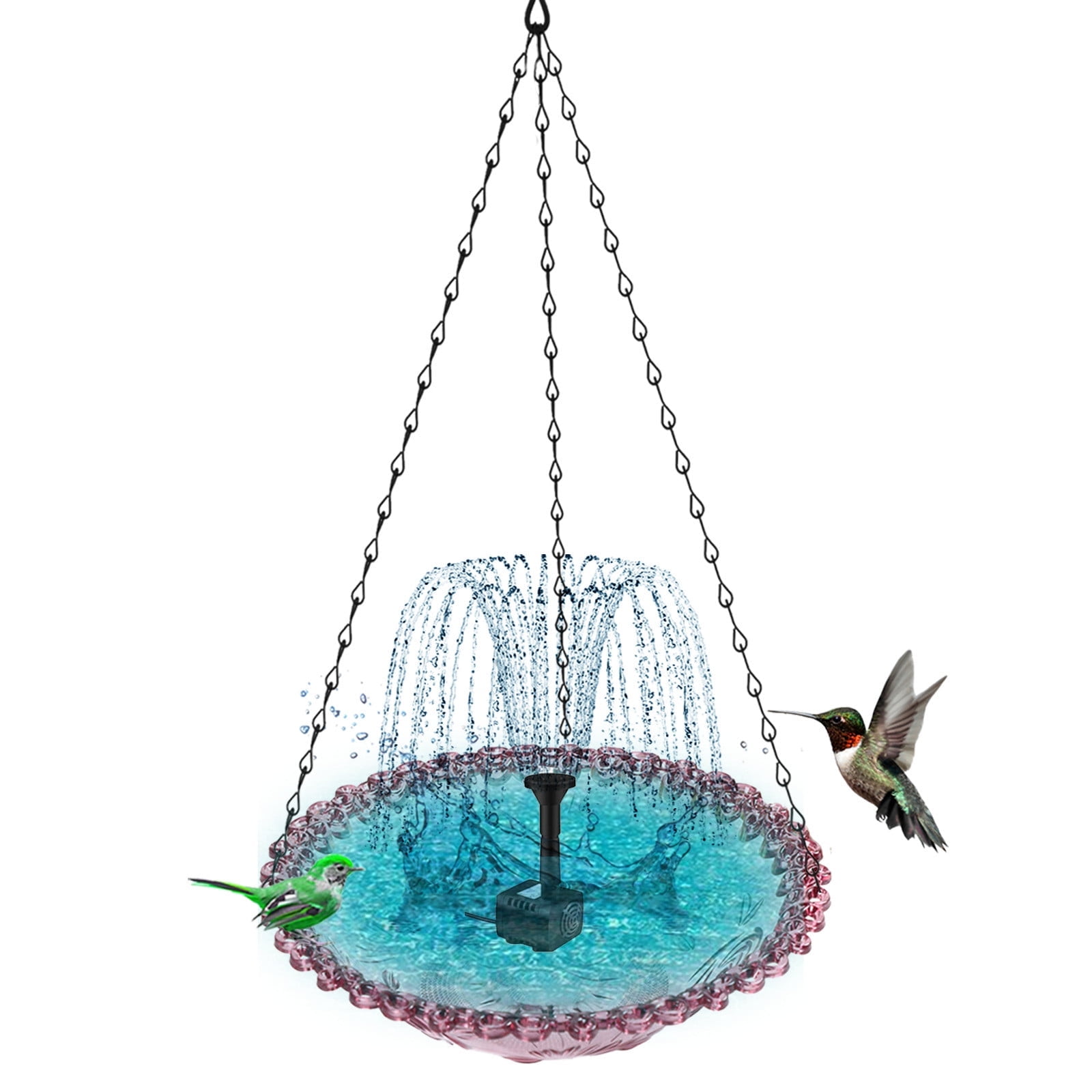 Solar Fountain Hanging Bird Bath, Metal Bird Bath Bubbler, Outdoor Bird ...