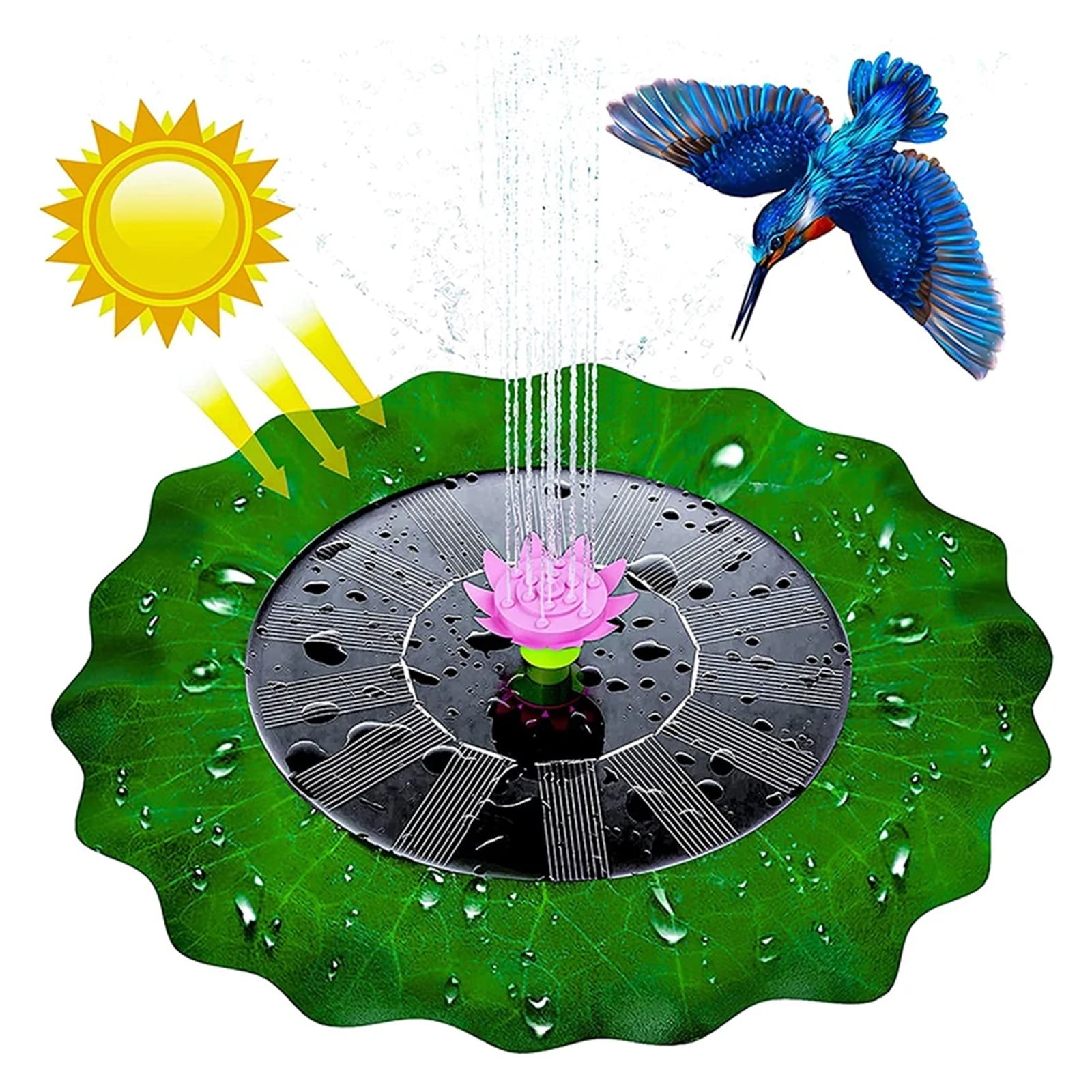 Solar Fountain,Lotus Leaf Design Floating,Used for Pond,Bird Bath ...