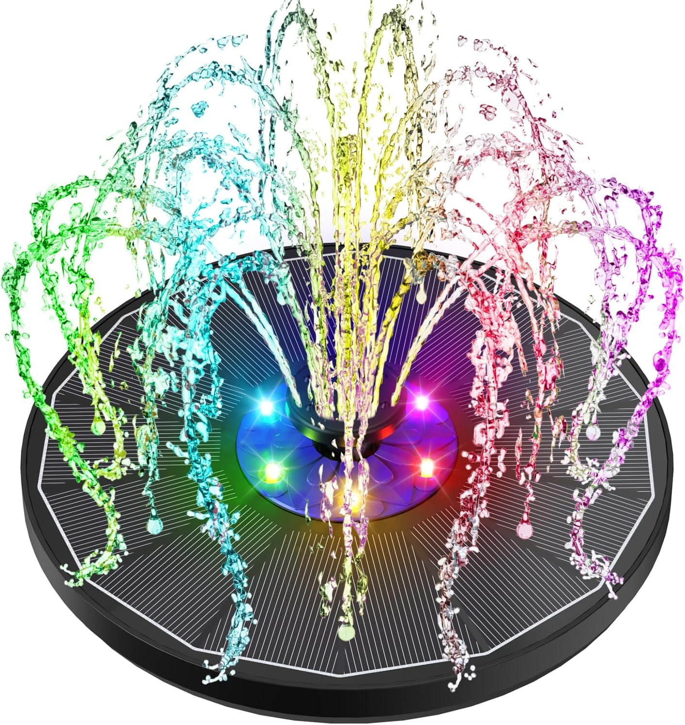 Solar Fountain Pump 3.5W Bird Bath Fountains with Blue Flower Upgraded ...