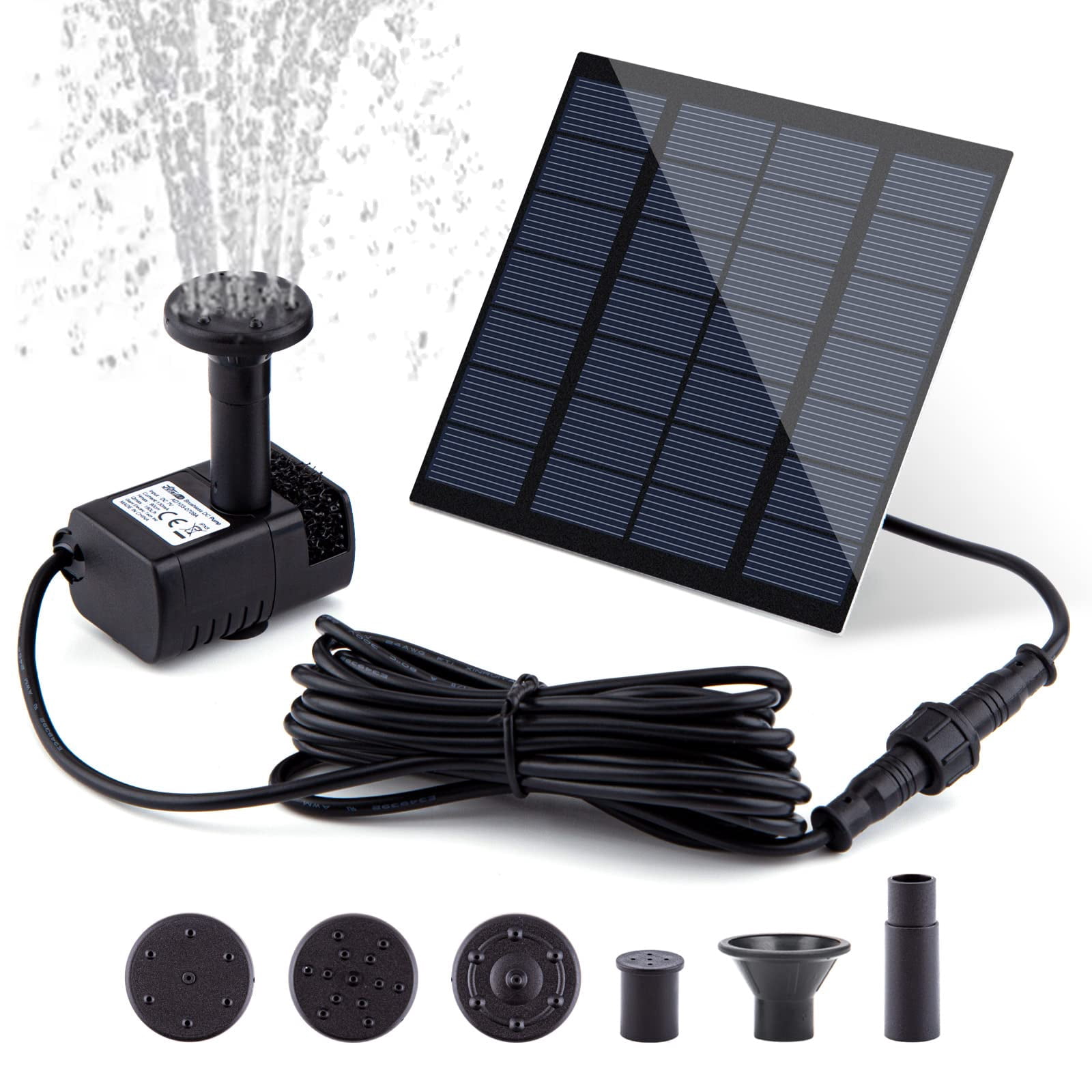 Solar Fountain Pump Kit with Separate Solar Panel, 1.8 W Upgraded Solar ...