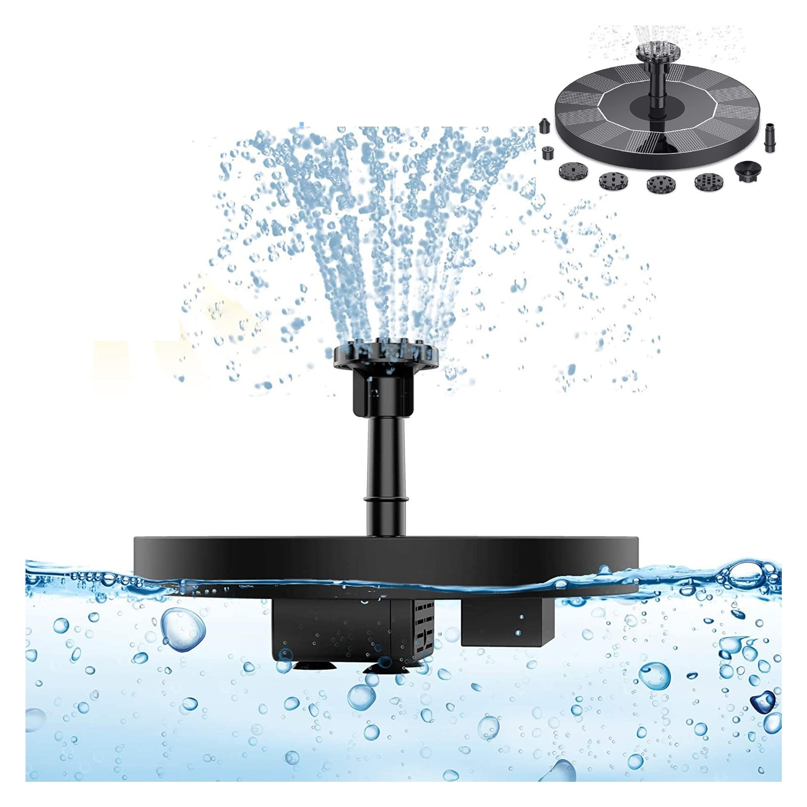 Solar Fountain Pump, Solar Water Fountain Pump With 6 Nozzles, Solar ...